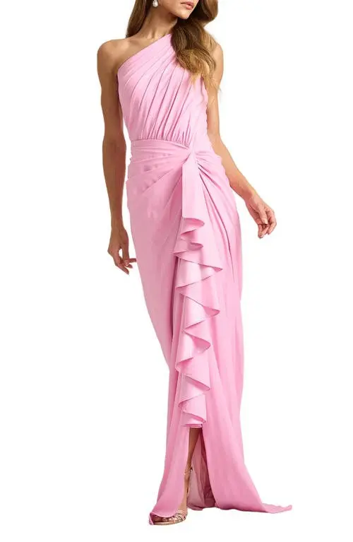 Tadashi Shoji One-shoulder Ruffle Gown - Candy Pink