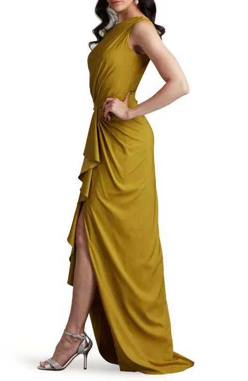 Tadashi Shoji One-Shoulder Ruffle Gown - Fern | Editorialist