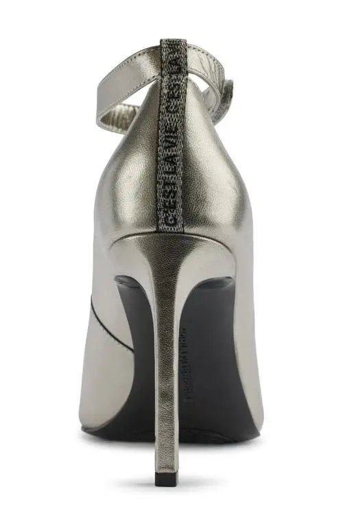 Karl Lagerfeld Paris Sury Ankle Strap Pumps - Pewter