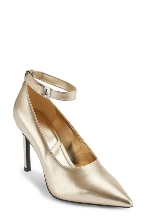 Karl Lagerfeld Paris Sury Ankle Strap Pumps - White Gold