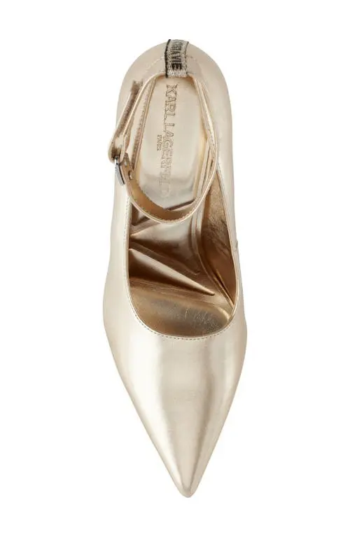Karl Lagerfeld Paris Sury Ankle Strap Pumps - White Gold