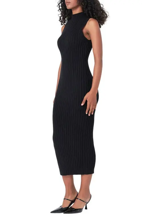 Endless Rose Mock Neck Ribbed Sweater Dress