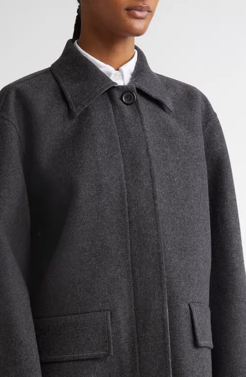 Thom Browne Wool & Cashmere Coat With Shearling Collar - Medium Grey