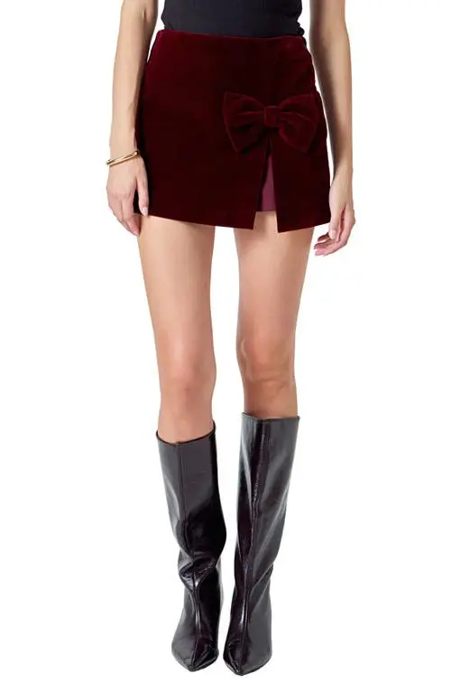 Endless Rose Velvet Mini Skort - Merlot