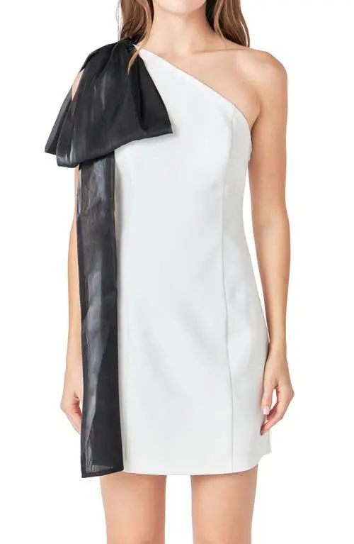 Endless Rose Bow Detail One-shoulder Mini Dress