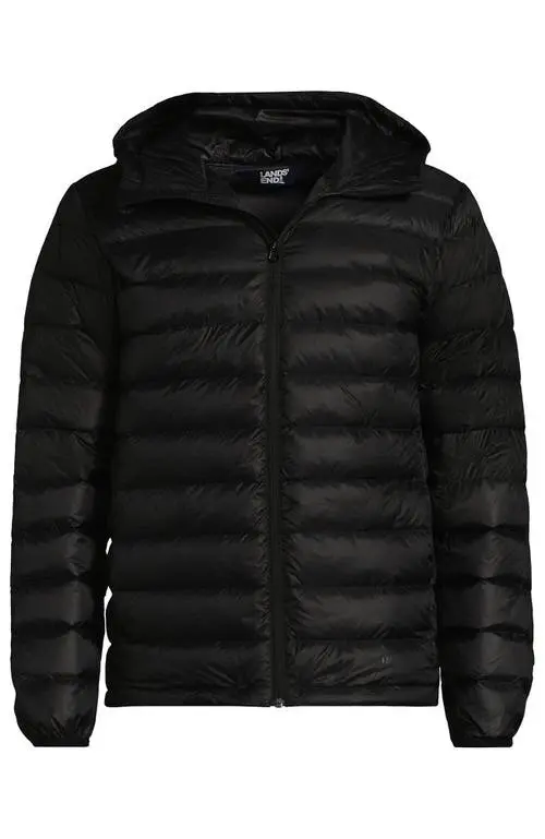 LANDS' END Wanderweight Ultralight Packable Hooded Down Jacket - Black
