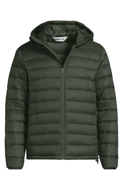 LANDS' END Wanderweight Ultralight Packable Hooded Down Jacket - Darkest Olive