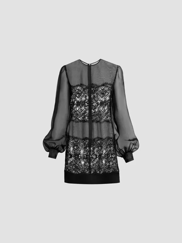 Dolce & Gabbana Organza Lace-panel Minidress - Nero