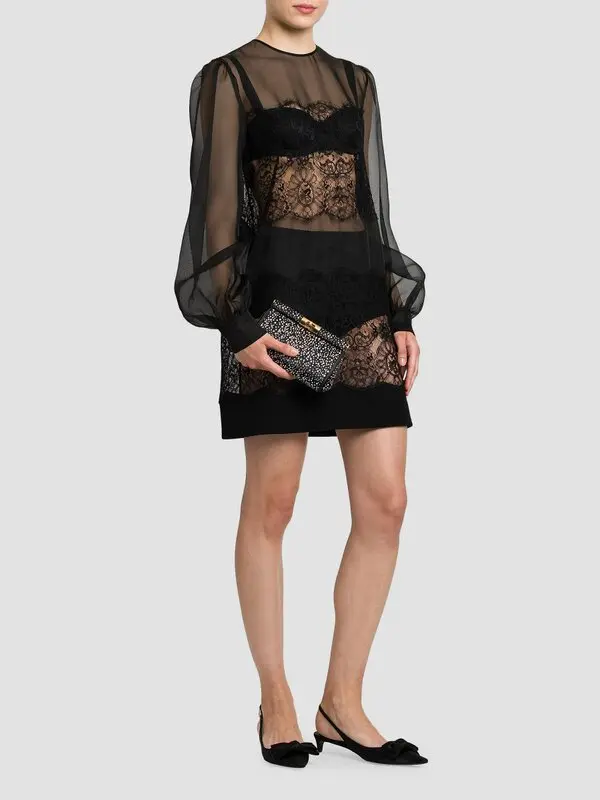 Dolce & Gabbana Organza Lace-panel Minidress