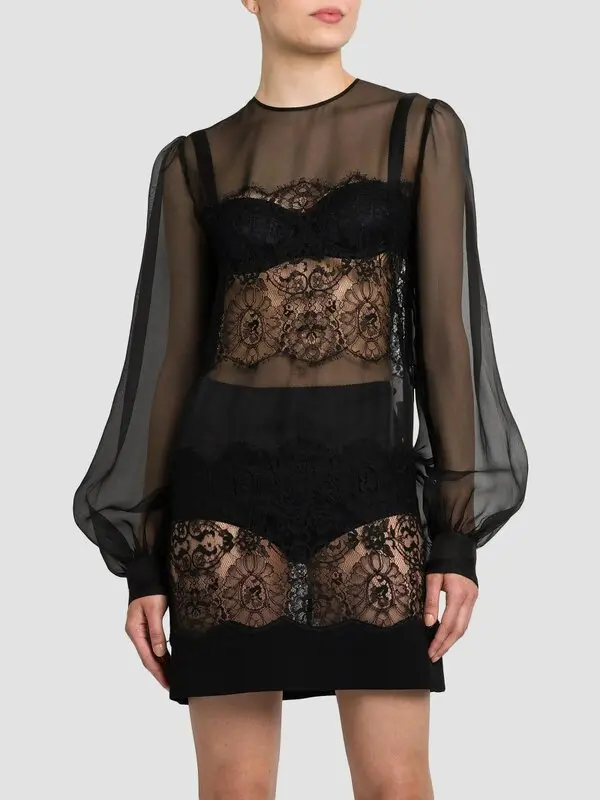 Dolce & Gabbana Organza Lace-panel Minidress
