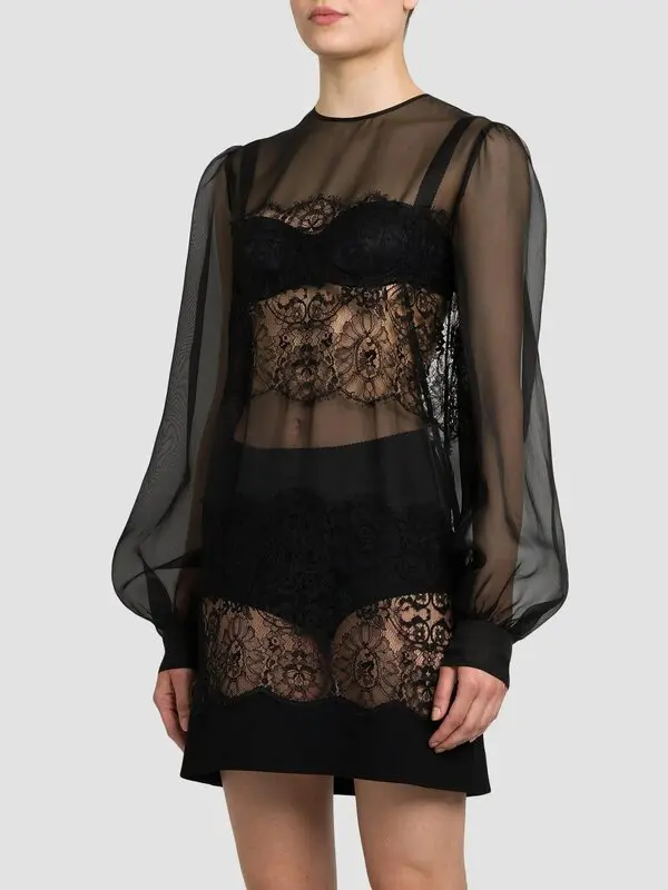 Dolce & Gabbana Organza Lace-panel Minidress