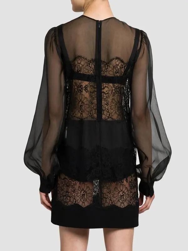 Dolce & Gabbana Organza Lace-panel Minidress