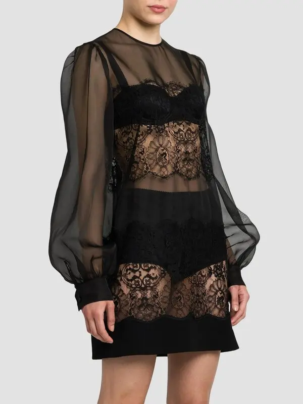 Dolce & Gabbana Organza Lace-panel Minidress