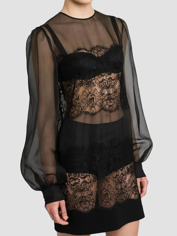 Dolce & Gabbana Organza Lace-panel Minidress
