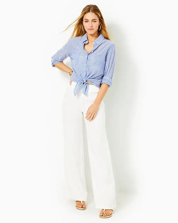 Lilly Pulitzer® 31' Deri Linen Palazzo Pant - Resort White