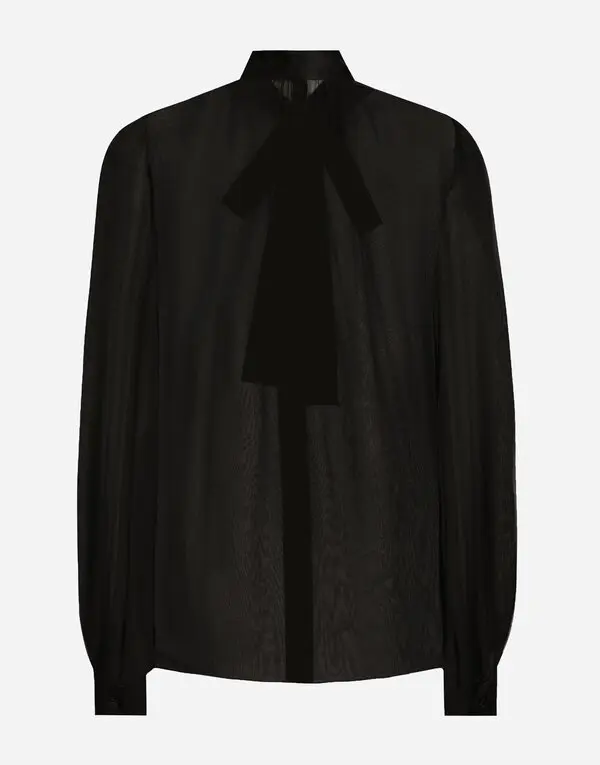 Dolce & Gabbana Silk Chiffon Shirt With Pussy-bow - Black