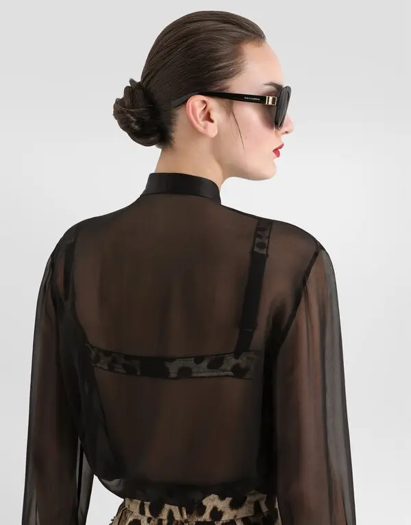 Dolce & Gabbana Silk Chiffon Shirt With Pussy-bow - Black