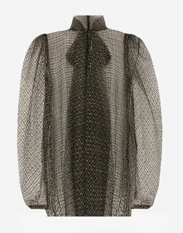 Dolce & Gabbana Mesh Pussy-bow Blouse - Gold