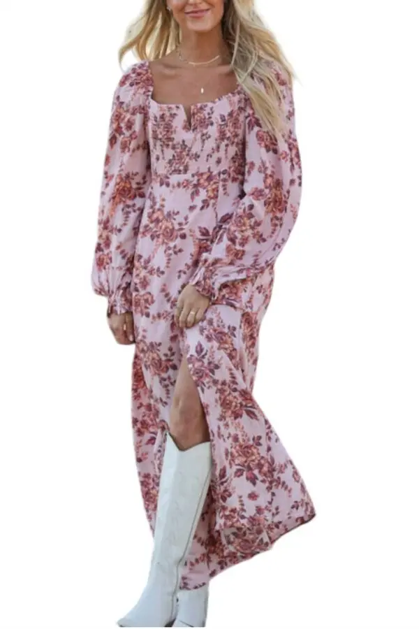 knee length dresses for ladies FREE PEOPLE Floral JAYMES Midi Dress – Silver Accents