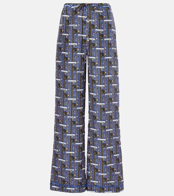 Burberry Checked Silk Straight Pants