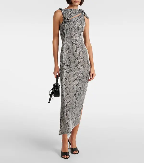 Coperni Snake-effect Asymmetric Maxi Dress - Grey