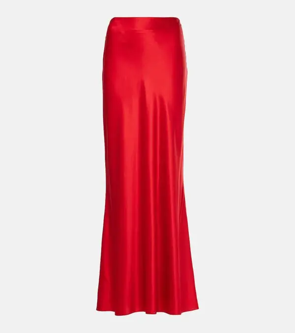 THE SEI Silk Maxi Skirt - Red