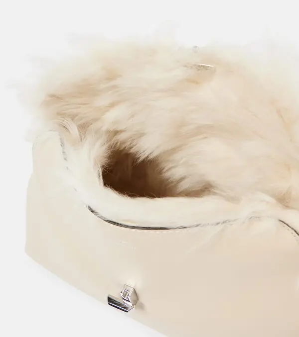 TOTEME T-lock Shearling-lined Leather Clutch - White