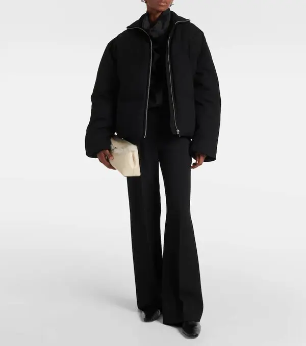 TOTEME T-lock Shearling-lined Leather Clutch - White