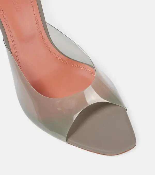 Amina Muaddi Alexa Glass 95 Pvc Mules - Grey