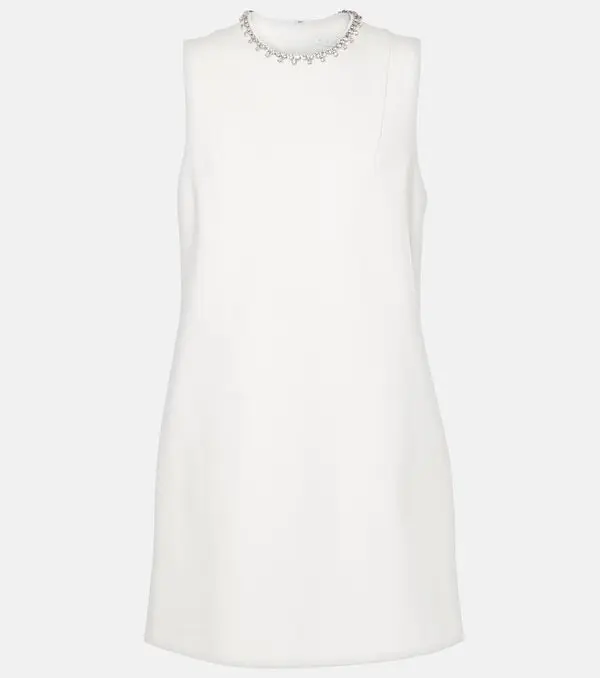 AREA Embellished Open Back Mini Dress - White