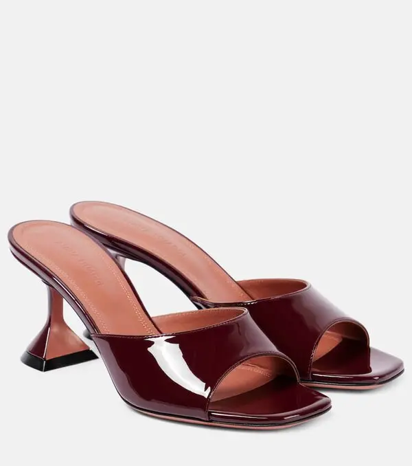 Amina Muaddi Lupita 70 Patent Leather Mules - Burgundy
