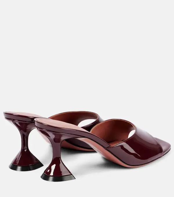 Amina Muaddi Lupita 70 Patent Leather Mules - Burgundy