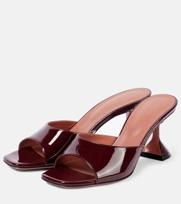 Amina Muaddi Lupita 70 Patent Leather Mules - Burgundy