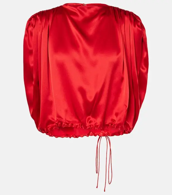 THE SEI Gathered Silk Satin Crop Top