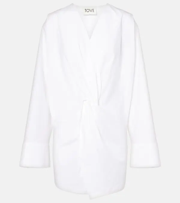 Tove Destry Gathered Cotton Poplin Top - White
