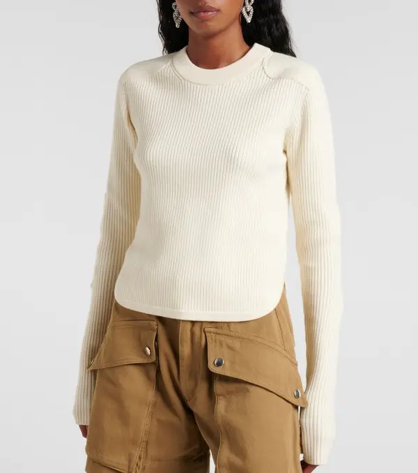 MARANT ETOILE Gabyne Ribbed-knit Sweater - White
