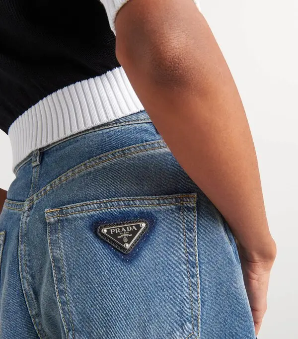 Prada Triangle Wide-leg Jeans - Blue