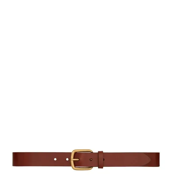 Saint Laurent Leather Belt With Gold-tone Buckle