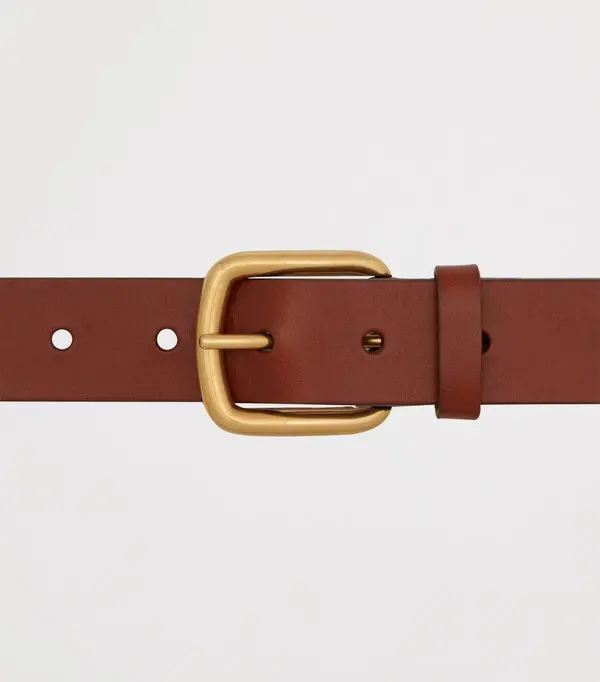 Saint Laurent Leather Belt With Gold-tone Buckle