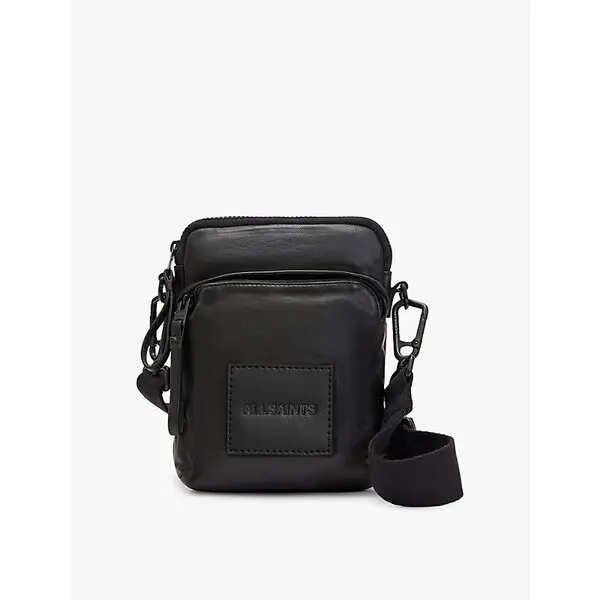 ALLSAINTS Logo-debossed Leather Pouch - Black