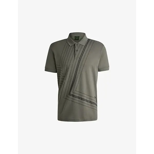 BOSS Interlock Fineline-artwork Cotton-jersey Polo Shirt - Light/pastel Grey