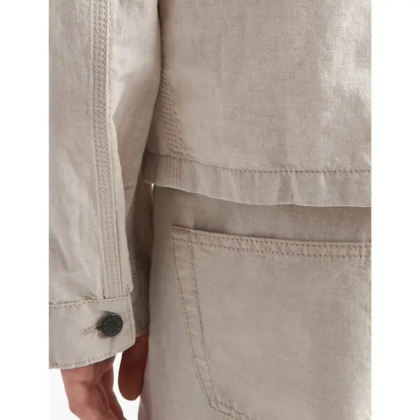 Prada Branded-plaque Chest-pocket Cotton-blend Jacket - Neutral