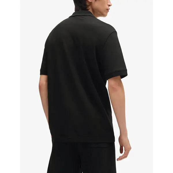 Hugo Double-logo Cotton-piqué Polo Shirt - Black