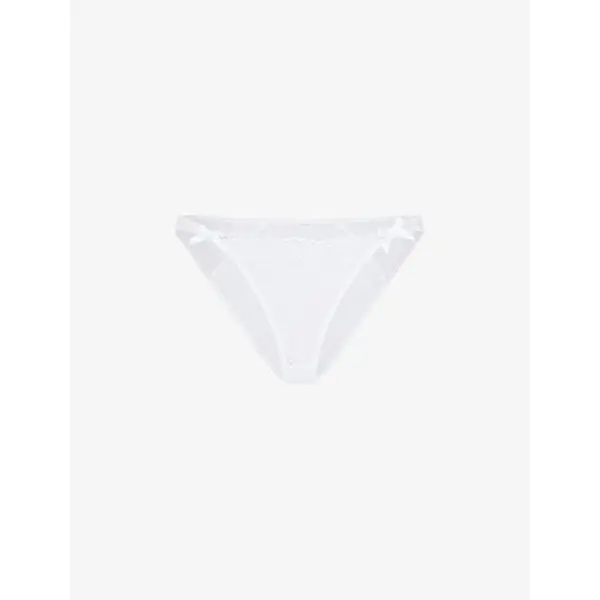 Agent Provocateur Rosia Bow-embroidered Mid-rise Woven Briefs - White