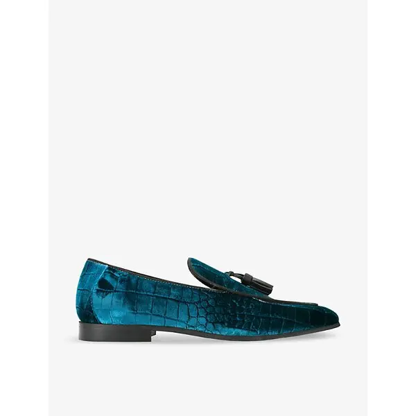 Kurt Geiger Tassel-Embellished Quilted Velvet Loafers In  display picture 3