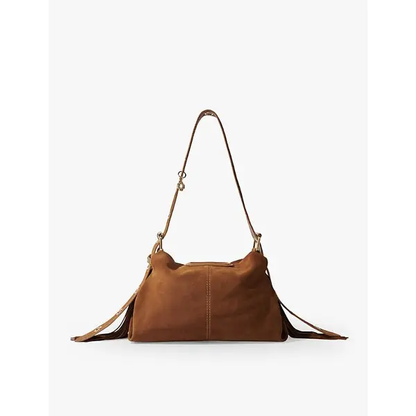 Maje Miss M Suede Shoulder Bag With Tassels - Bruns