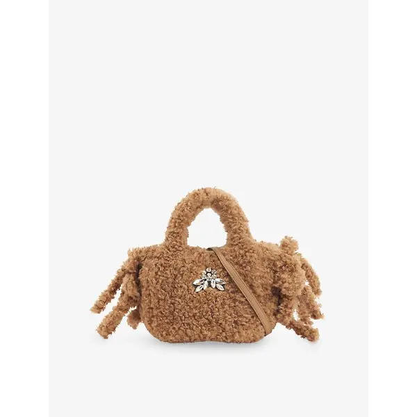 Simone Rocha Embellished Faux Fur Tote Bag