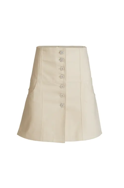 JENDUE Chaby Denim Mini Skirt With Button-front And Contrast Stitching - Deep Blue