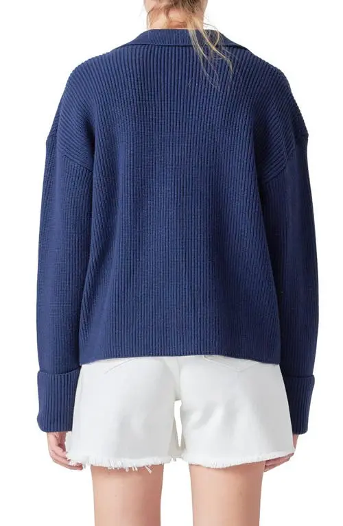 GREY LAB Rib Polo Sweater
