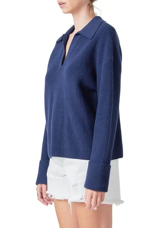 GREY LAB Rib Polo Sweater